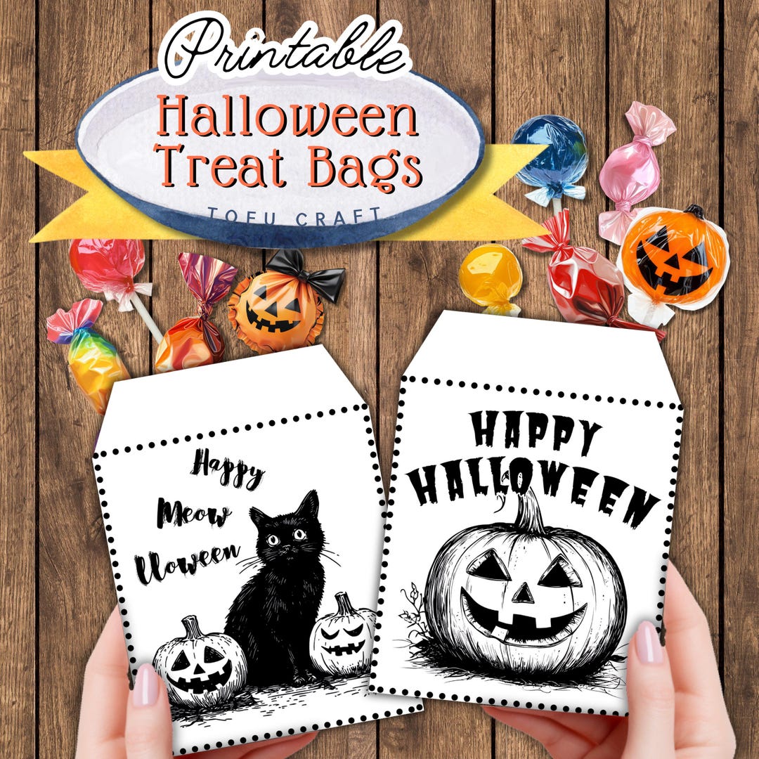Printable Halloween Treat Bags, Party Favor (digital Download) - Etsy