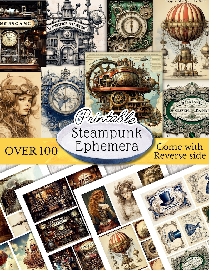 Steampunk Ephemera Printable Vintage Steampunk Embellishments for Junk ...