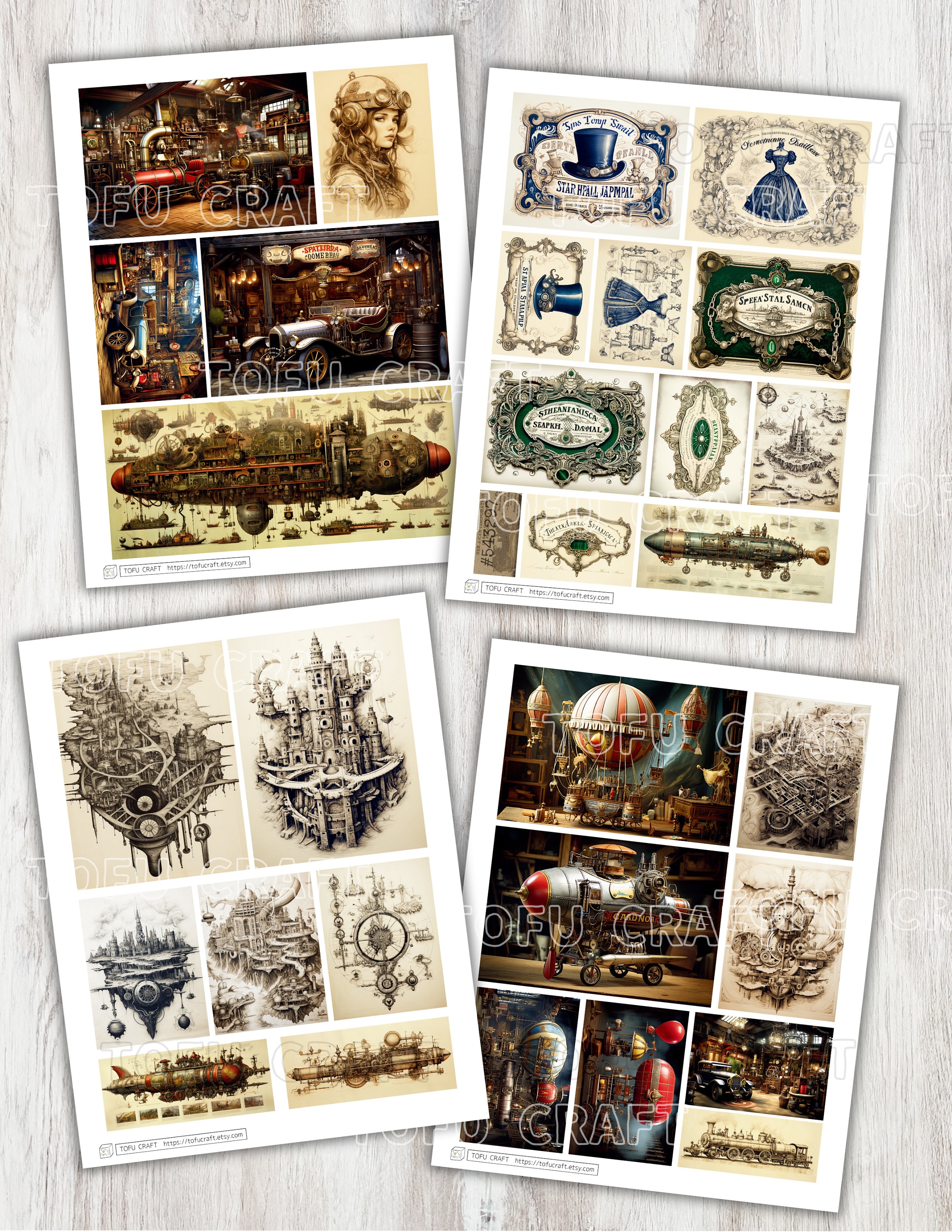 Steampunk Ephemera Printable Vintage Steampunk Embellishments for Junk ...