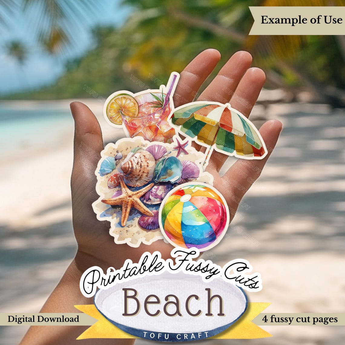 Ocean Beach Fussy Cuts, Printable Ephemera, Summer Scrapbooking ...