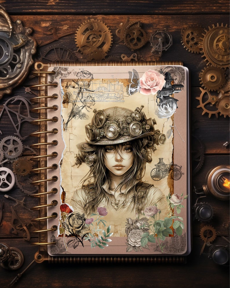 Steampunk Girls Printable Pages Junk Journal Printable Steampunk Girl ...