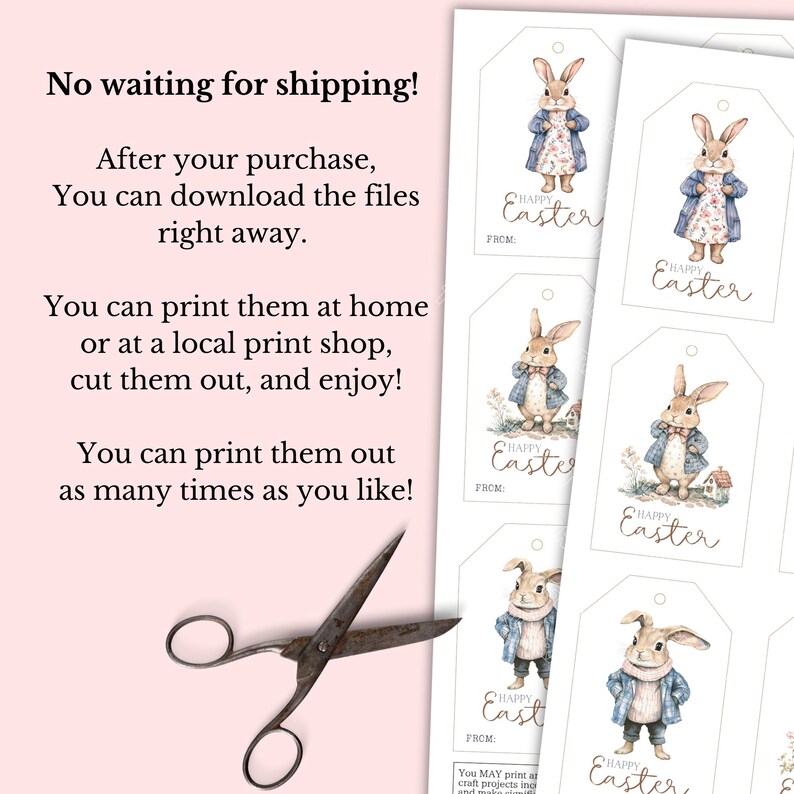 Watercolor Easter Gift Tags: Printable Bunny Treat Tags (digital ...