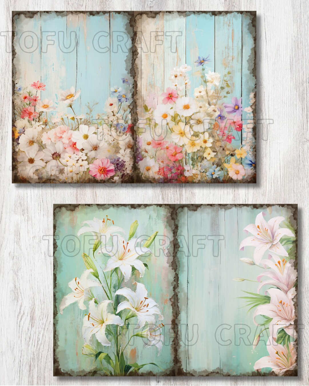 Shabby Chic Junk Journal Pages Printable, Vintage Shabby Chic Paper for ...