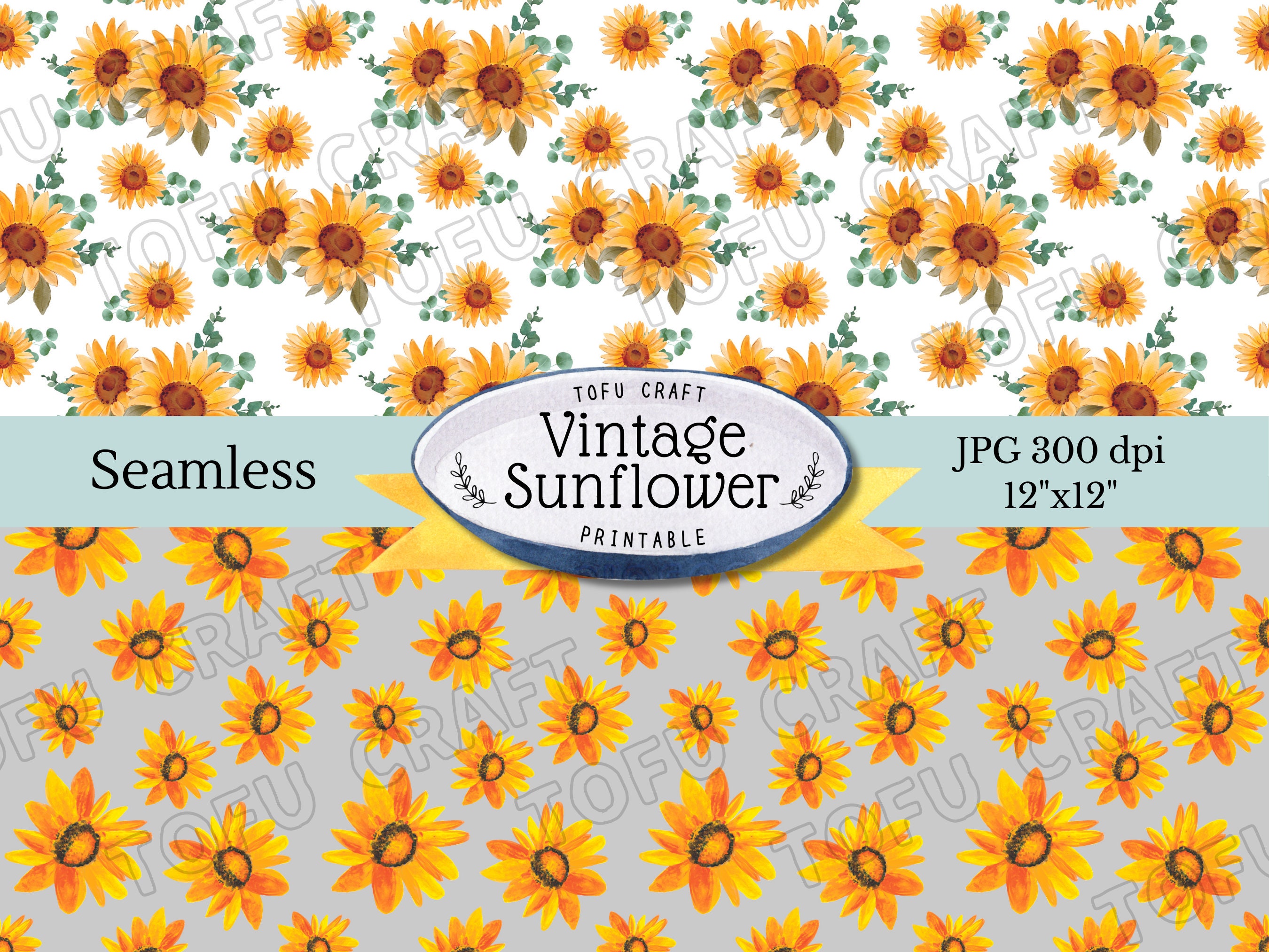 Sunflower Printable Pattern Seamless Sunflower Digital Paper Commercial Use Pattern Sunflower ...