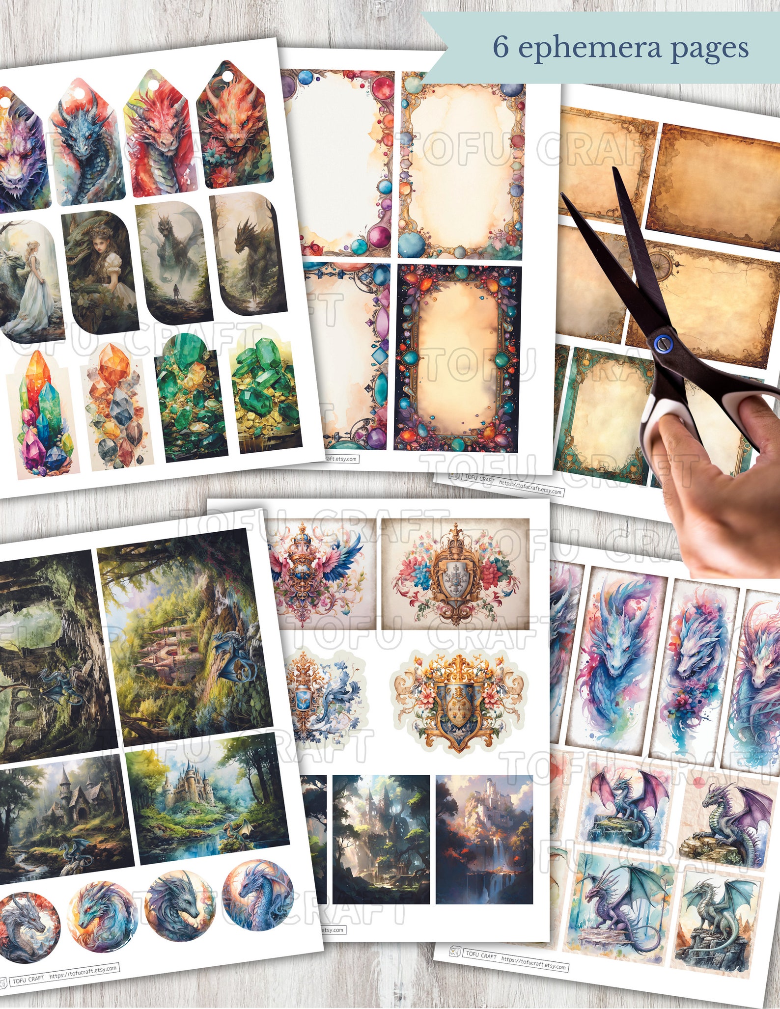 Fantasy Dragon Junk Journal Kit | Printable Ephemera (digital Download ...