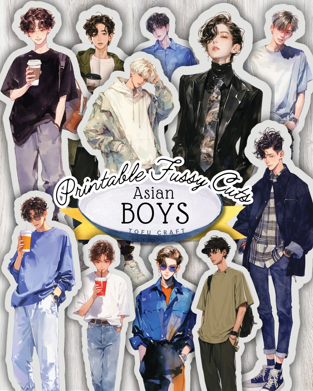 Watercolor Boys Printable Fussy Cut Collage Sheet, Men's Fashion ...