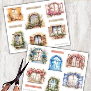 Rustic Window Ephemera for Junk Journal Scrapbooking Watercolor Vintage ...