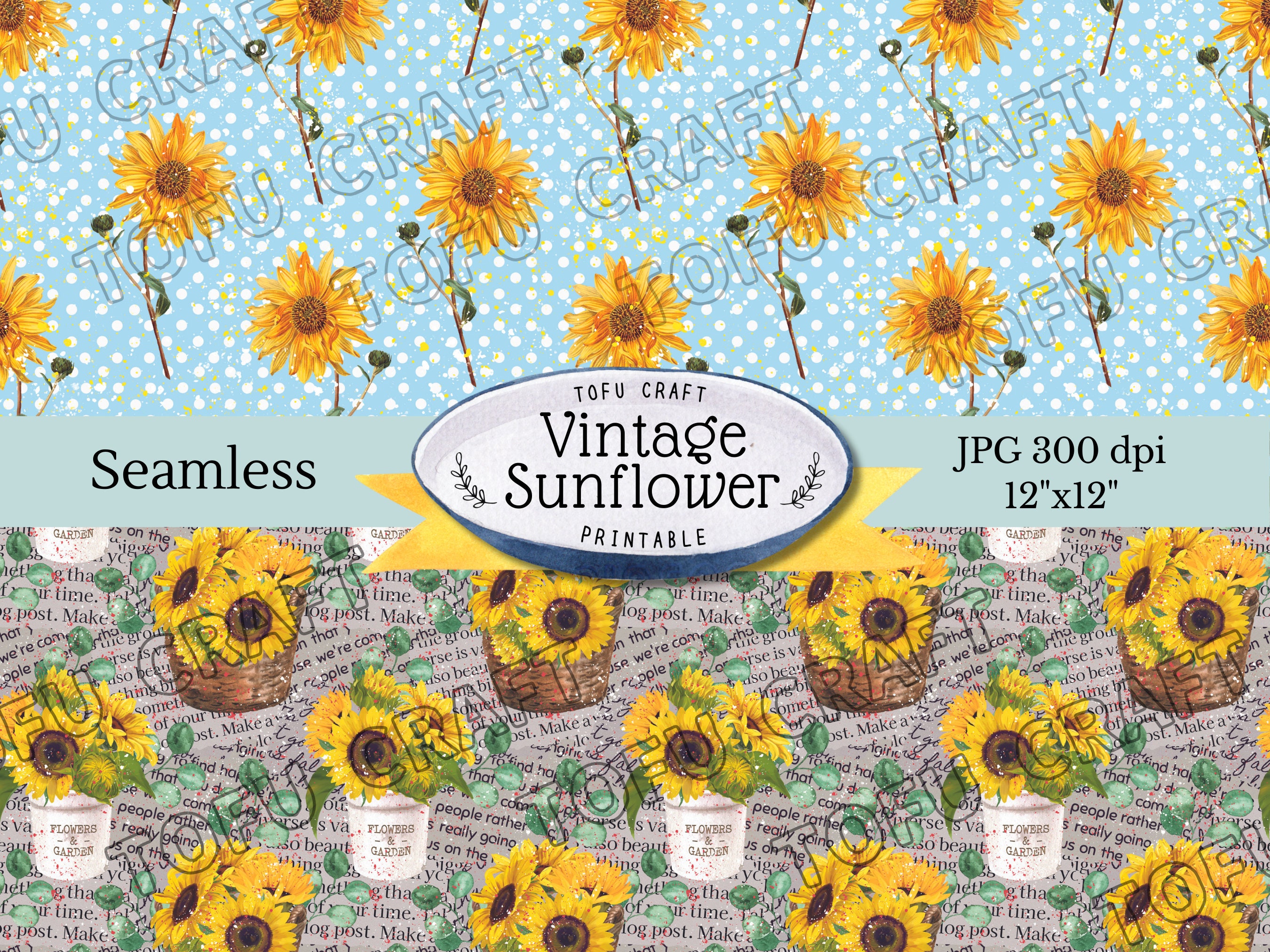 Sunflower Printable Pattern Seamless Sunflower Digital Paper Commercial Use Pattern Sunflower ...