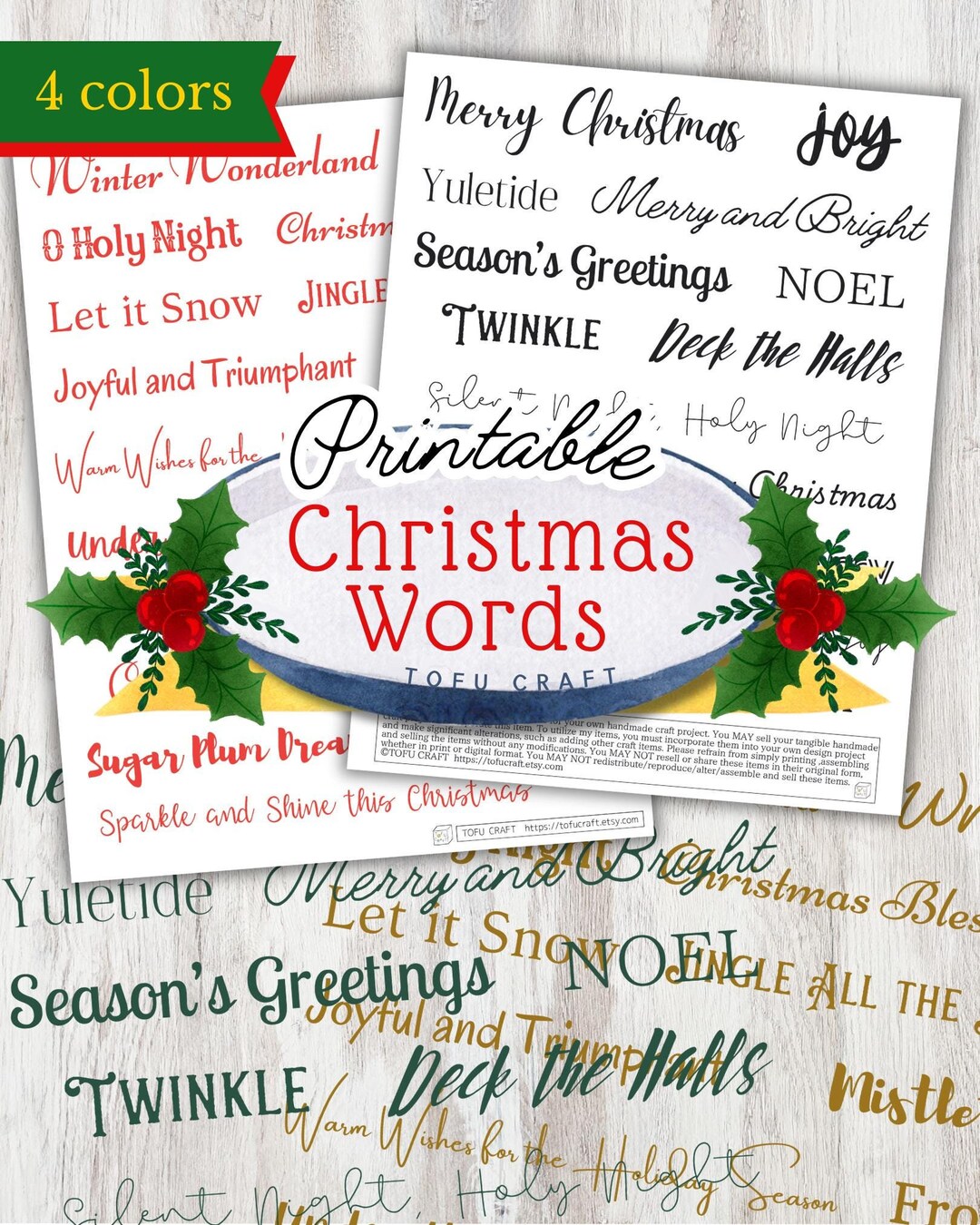 Christmas Words and Phrases for Junk Journals Christmas Quotes Paper ...