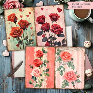 Vintage Style Valentine Junk Journal Pages, Printable Valentine Collage ...
