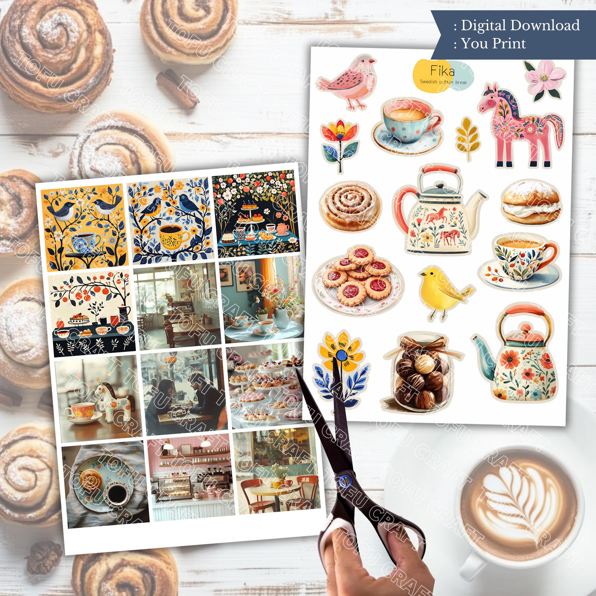 FIKA Swedish Coffee Break Printable Fussy Cut Collage Sheet ...