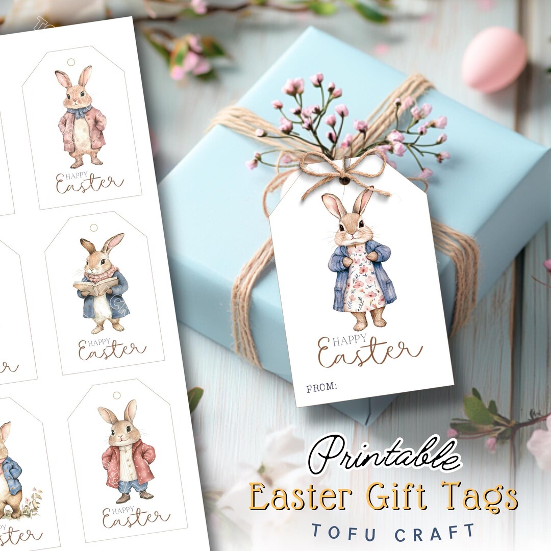 Watercolor Easter Gift Tags: Printable Bunny Treat Tags (digital ...