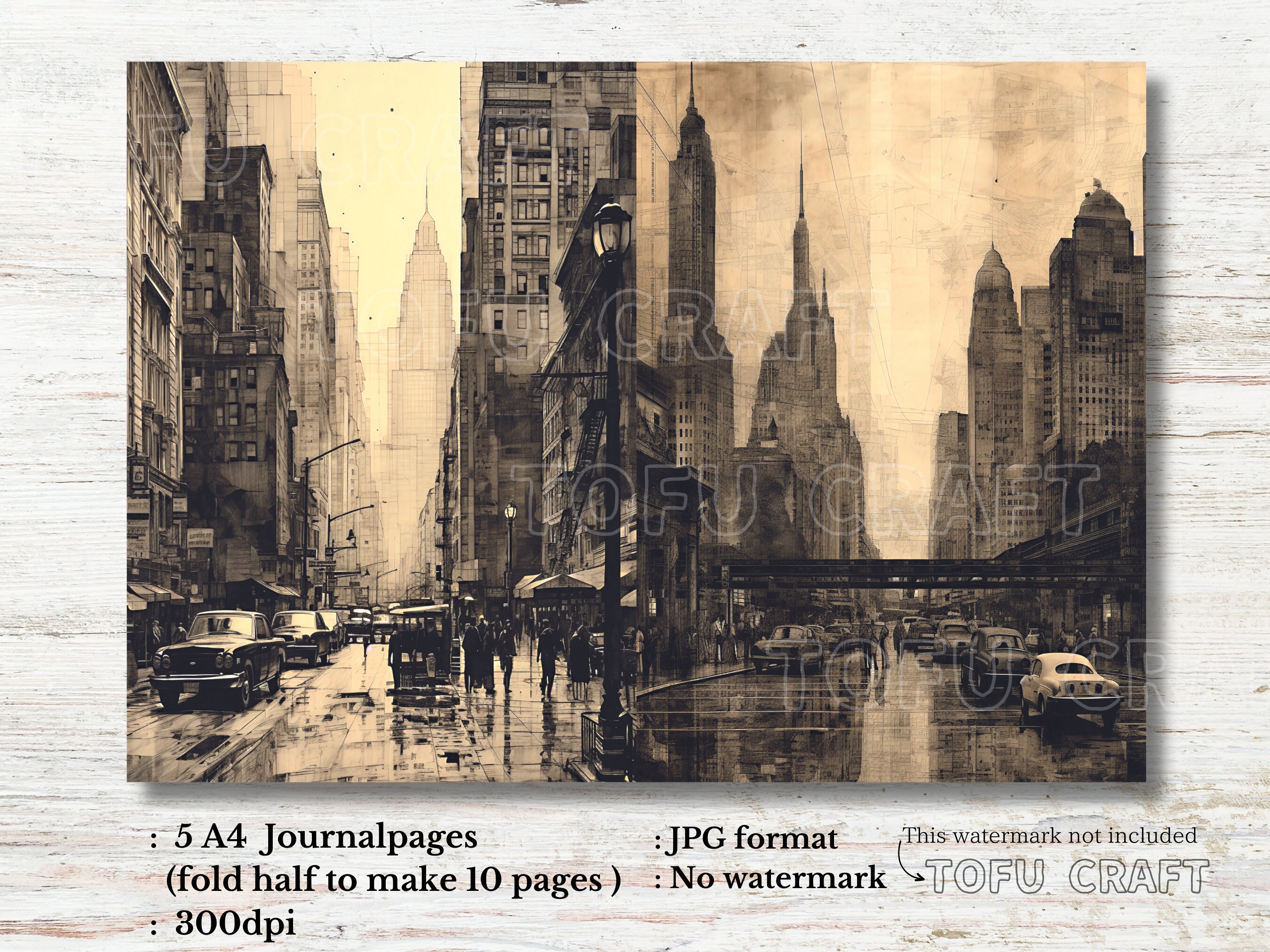 City Sketch Junk Journal Digital Paper Printable Vintage Pencil Sketch ...