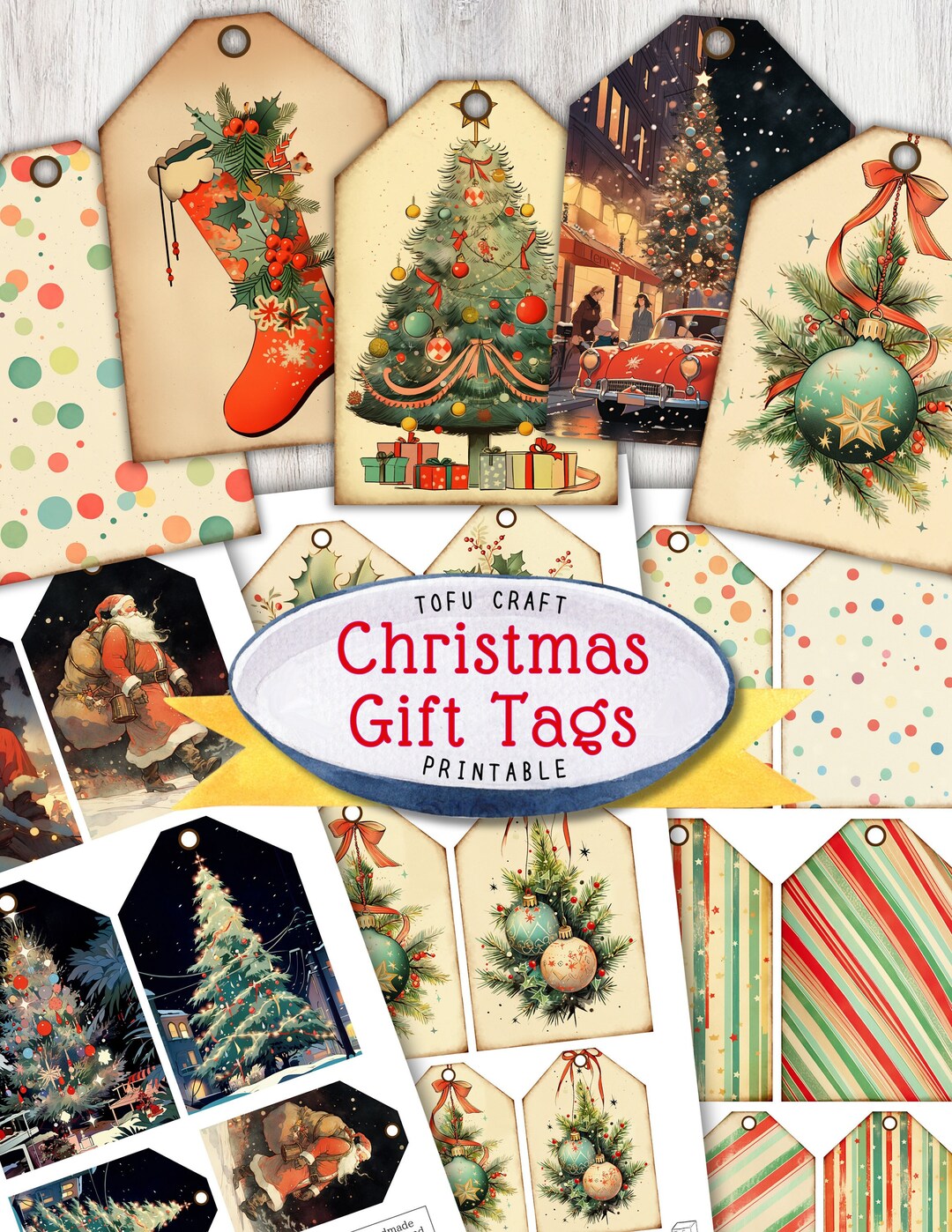 Vintage Christmas Gift Tags, Printable Holiday Ephemera (digital ...