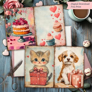 Vintage Style Valentine Junk Journal Pages, Printable Valentine Collage ...