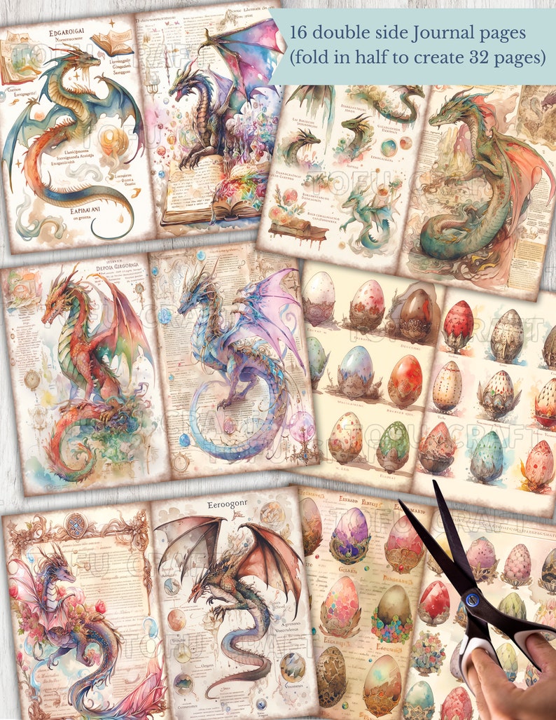 Fantasy Dragon Junk Journal Kit | Printable Ephemera (digital Download ...