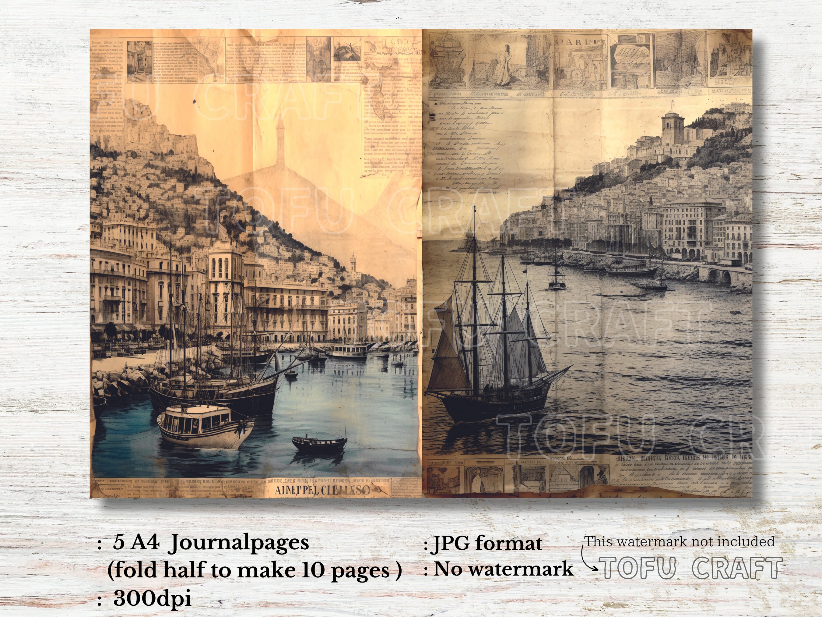 City Sketch Junk Journal Digital Paper Printable Vintage Pencil Sketch ...