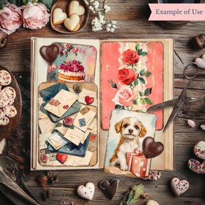 Vintage Style Valentine Junk Journal Pages, Printable Valentine Collage ...