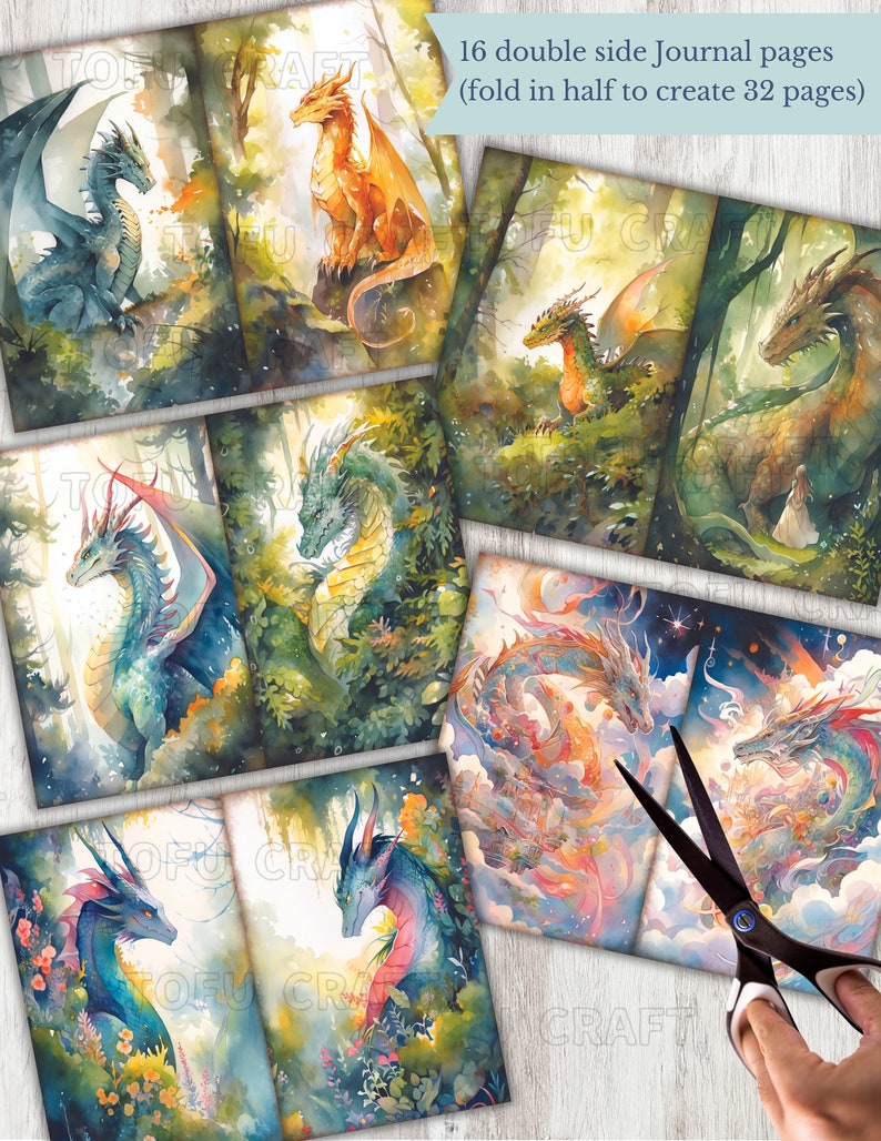 Fantasy Dragon Junk Journal Kit | Printable Ephemera (digital Download ...