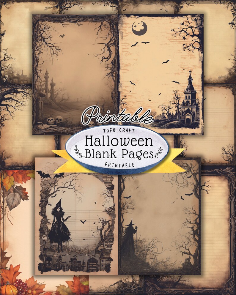 Vintage Halloween Digital Paper – Printable Junk Journal Ephemera ...