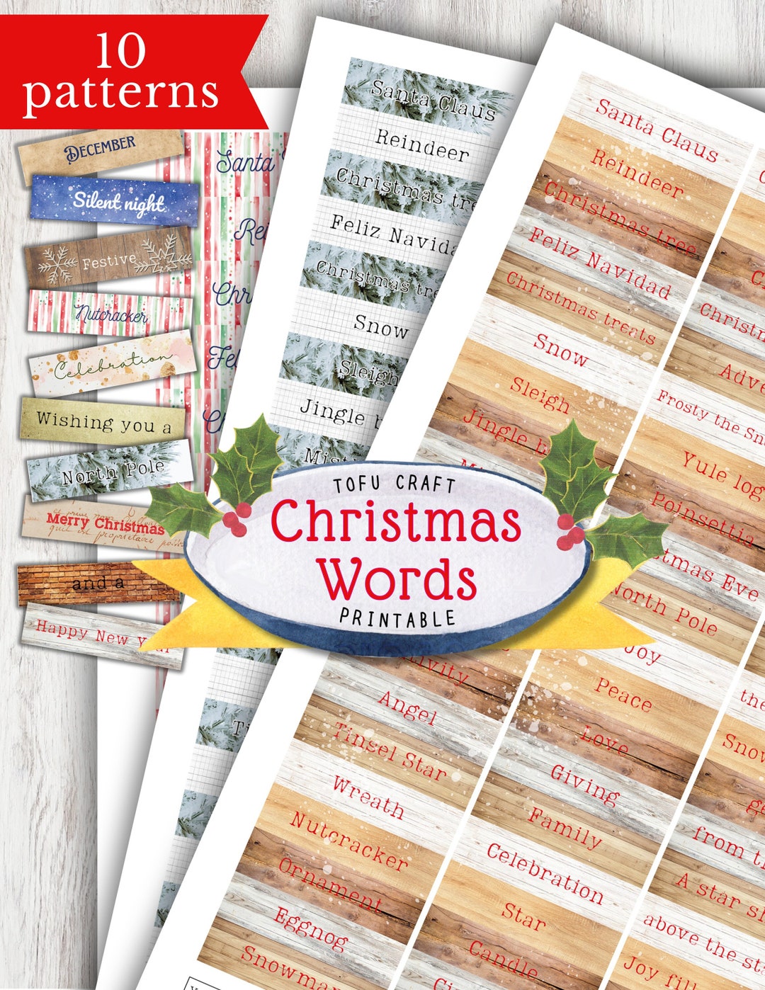 Christmas Words and Phrases Sheet for Junk Journals, Christmas Words ...
