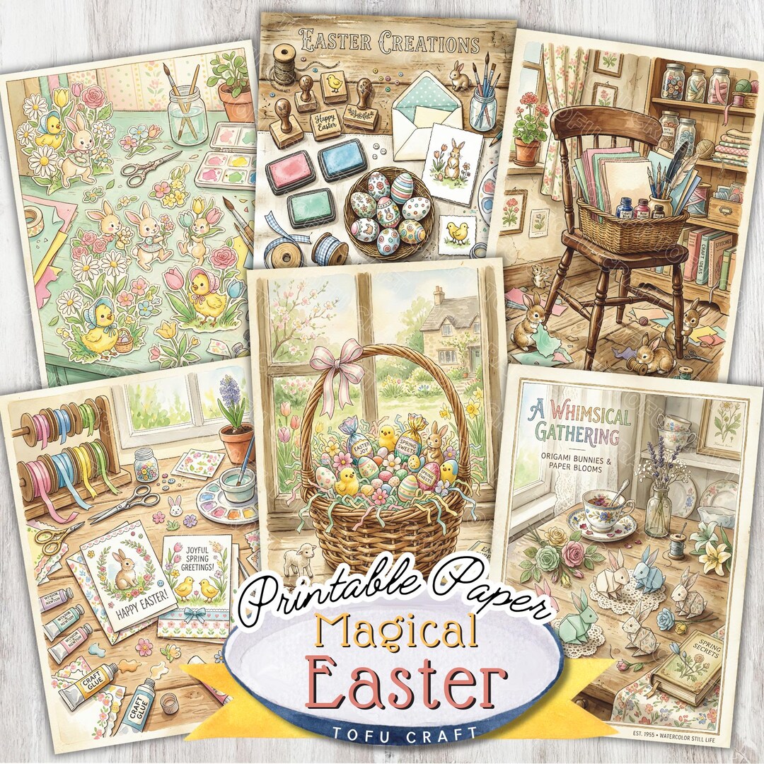 Magical Easter Digital Paper Pack, Easter Craft Room Junk Journal Pages ...