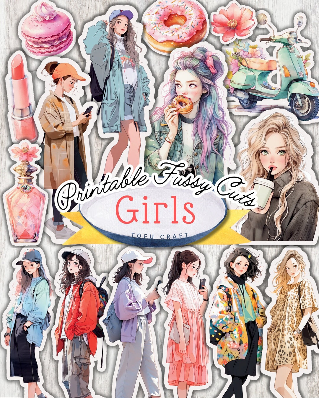 Watercolor Girls Printable Collage Sheet Digital Download Girls Fashion ...