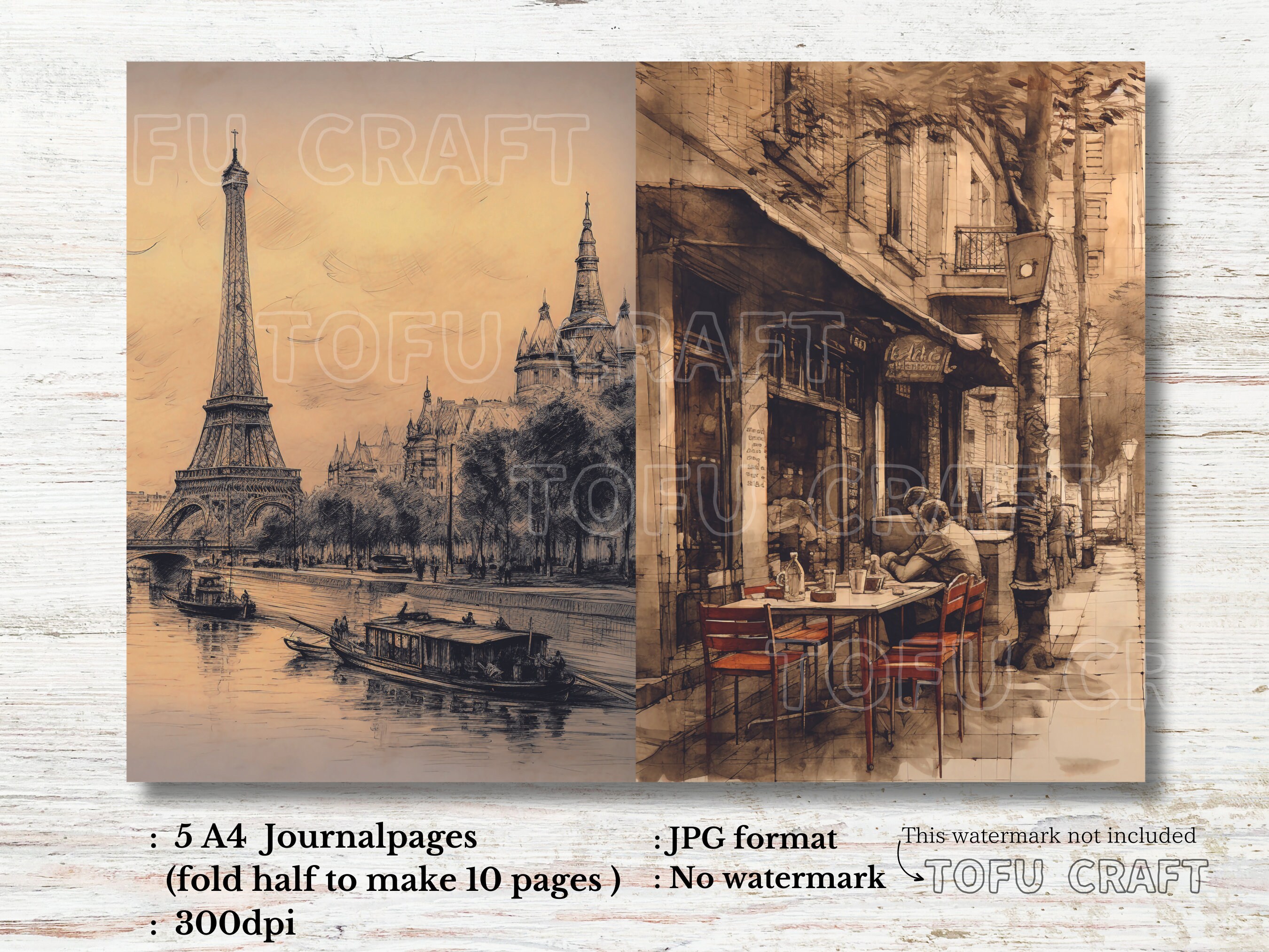 City Sketch Junk Journal Digital Paper Printable Vintage Pencil Sketch ...
