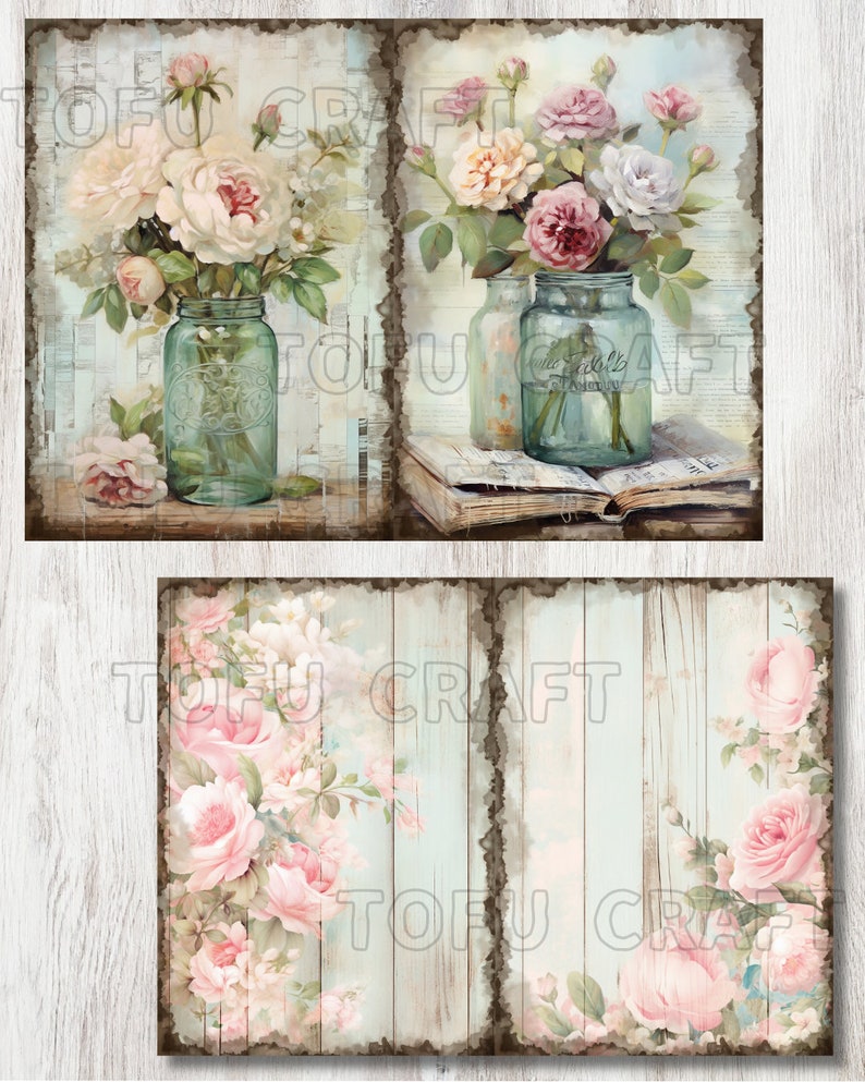 Shabby Chic Junk Journal Pages Printable, Vintage Scrapbook Paper for ...