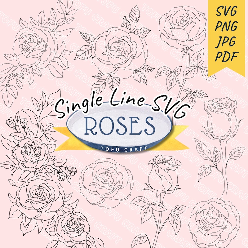 Rose Line Drawing - Etsy