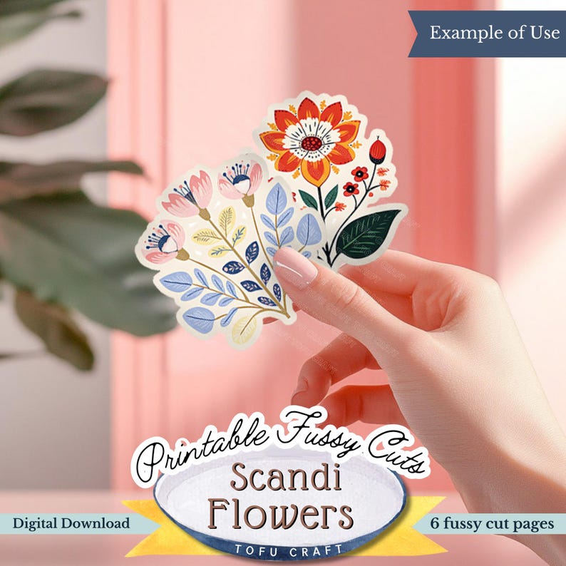 Scandinavian Flower Stickers | Folk Art Ephemera (digital Download) - Etsy