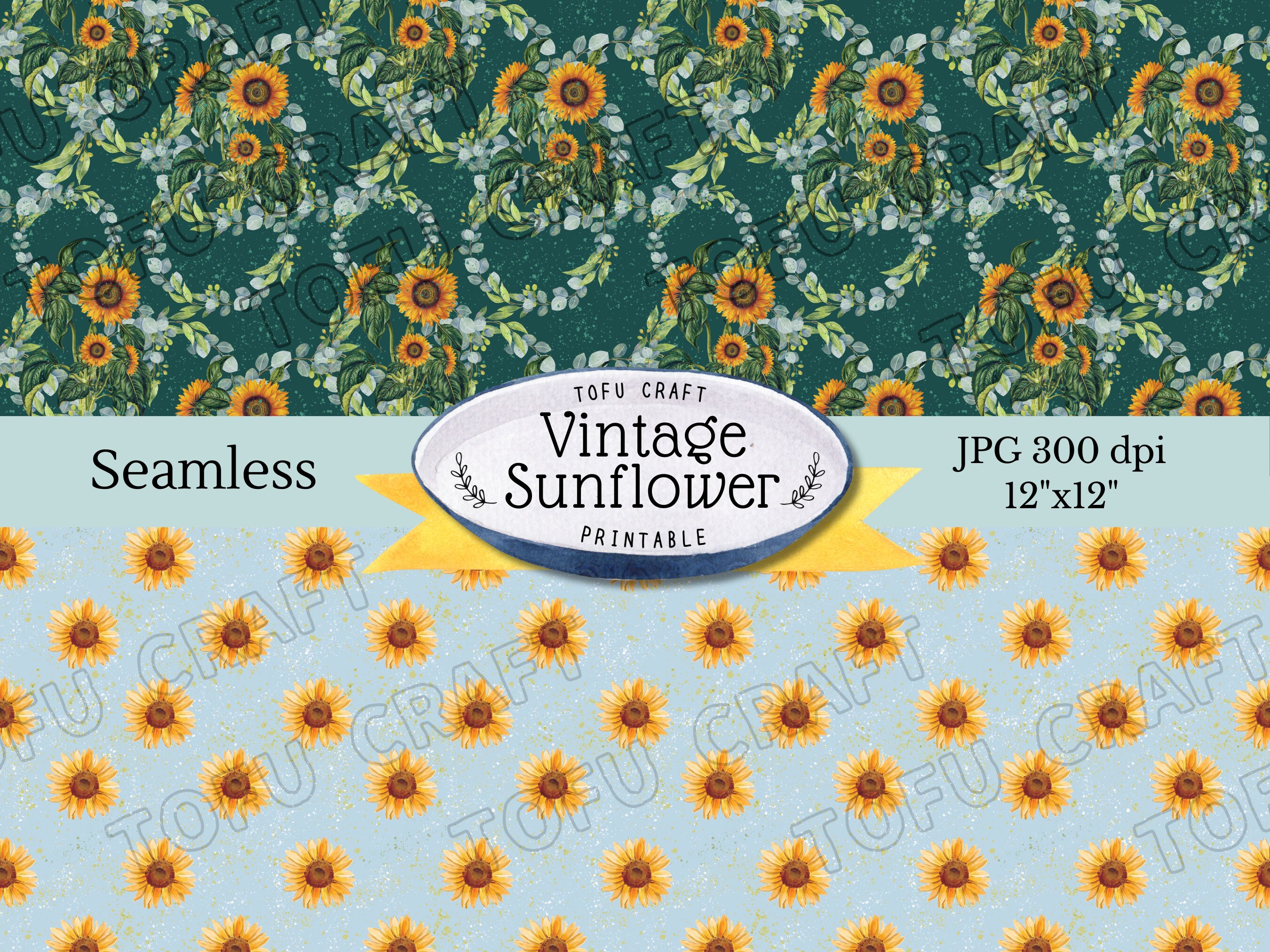 Sunflower Printable Pattern Seamless Sunflower Digital Paper Commercial Use Pattern Sunflower ...