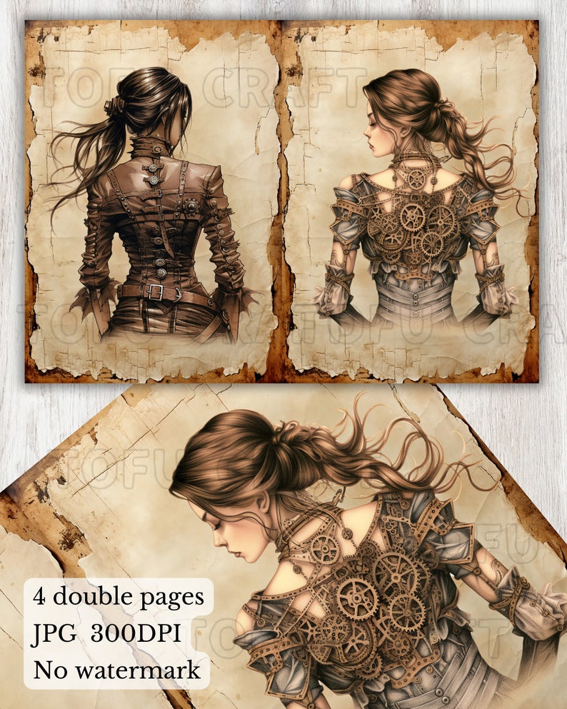 Steampunk Girls Printable Pages Junk Journal Printable Steampunk Girl ...