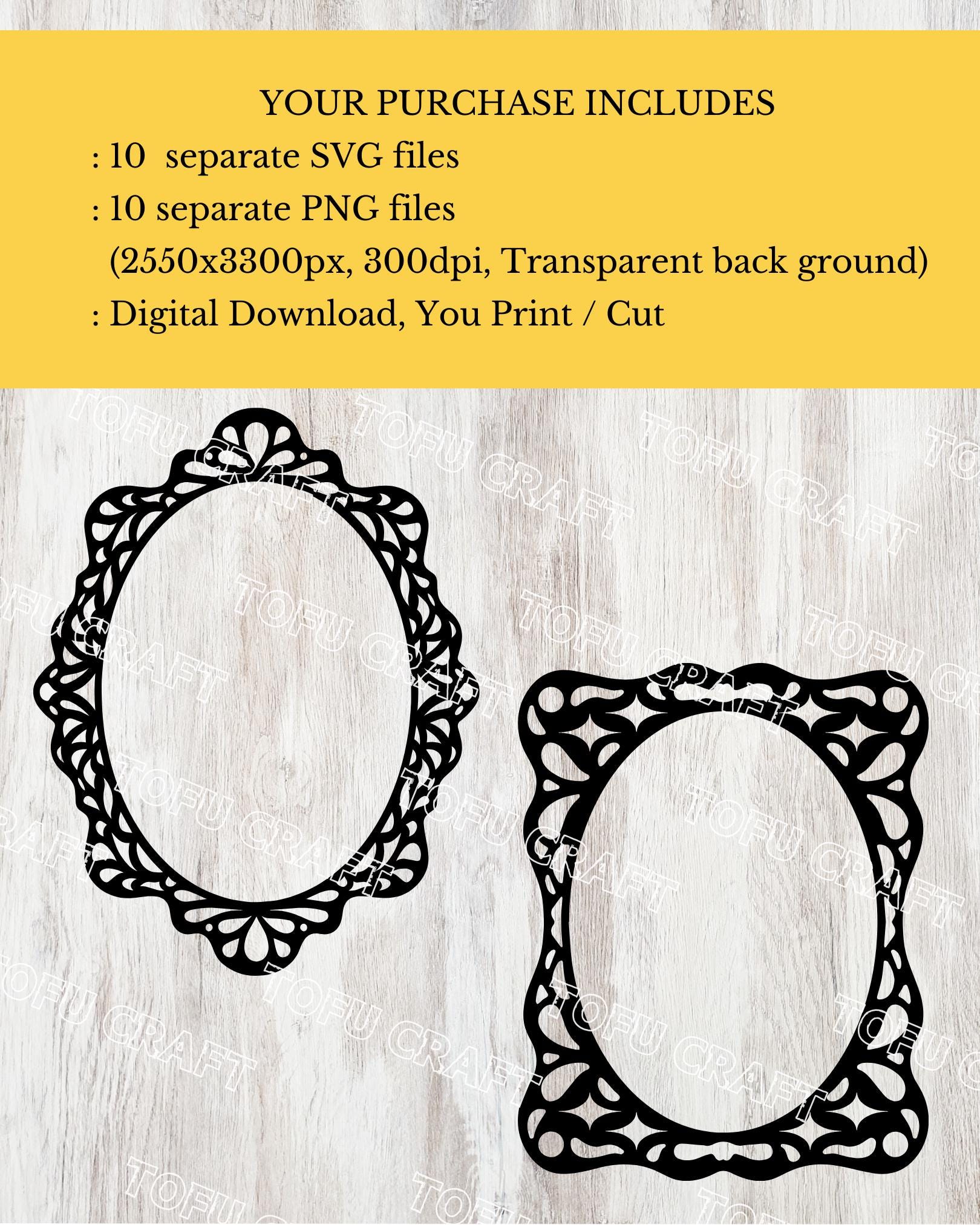 Lace Frames SVG PNG Clipart, Vintage Circle Frames (digital Download ...