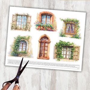 Rustic Window Ephemera for Junk Journal Scrapbooking Watercolor Vintage ...