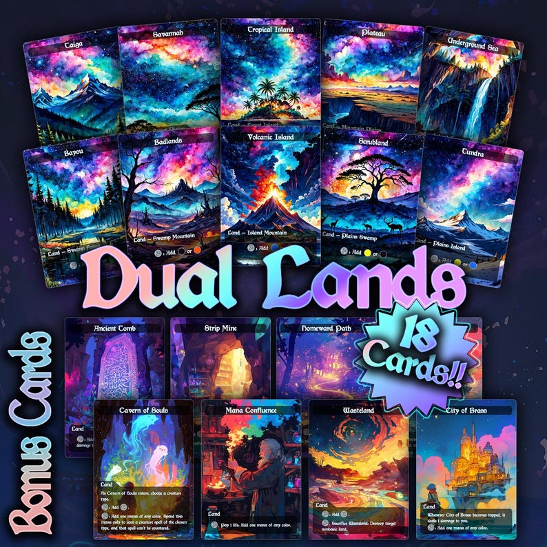 Dual Lands | 18 Card Premium EDH Proxy Bundle - Etsy