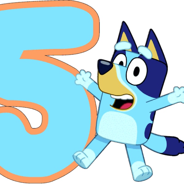 Bluey Cupcake Topper With Number - Etsy
