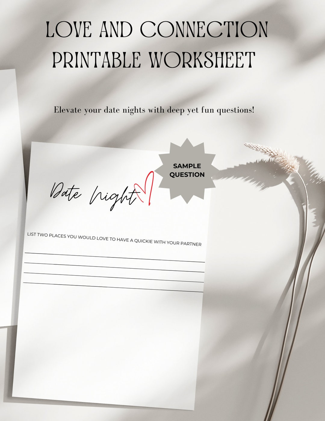 Date Night Worksheet, Date Night Questions, Valentine's Day Printable, Marriage Worksheet ...