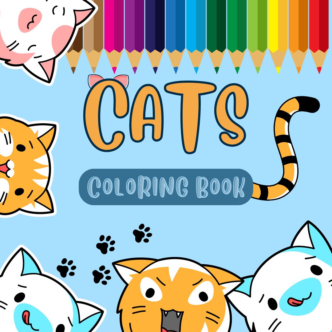Sweet CATS Coloring Book Printable PDF With Cute Lucky Cats - Etsy