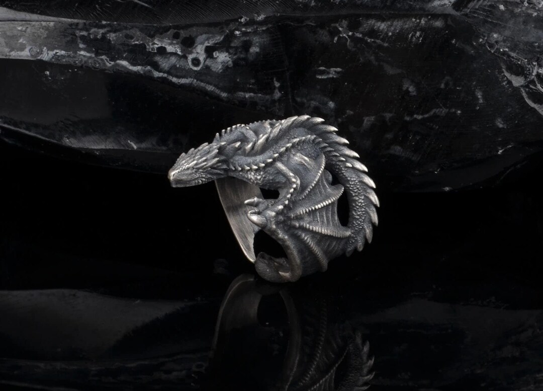 Dragon Men Ring, Gothic Animal Ring, Handcrafted Sterling Silver ...