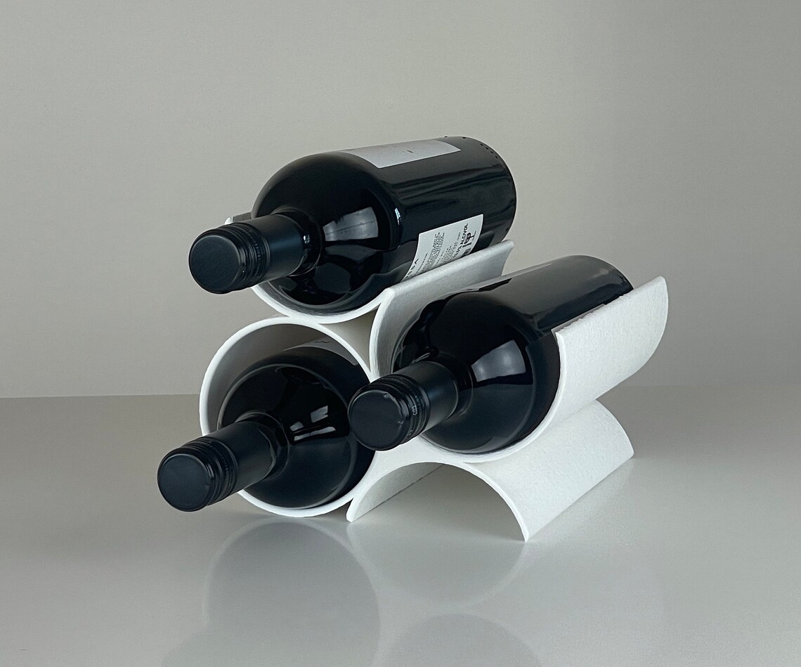 Crescent Wine Rack in Snow White | Minimalist Home Decor | 3D Printed ...