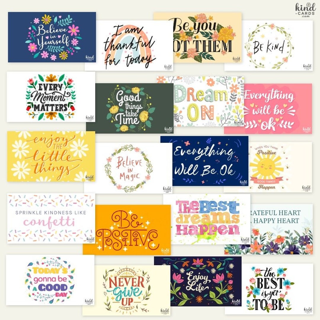 20 Motivational Positive Kind Cards Business Card Size 3.5 X - Etsy
