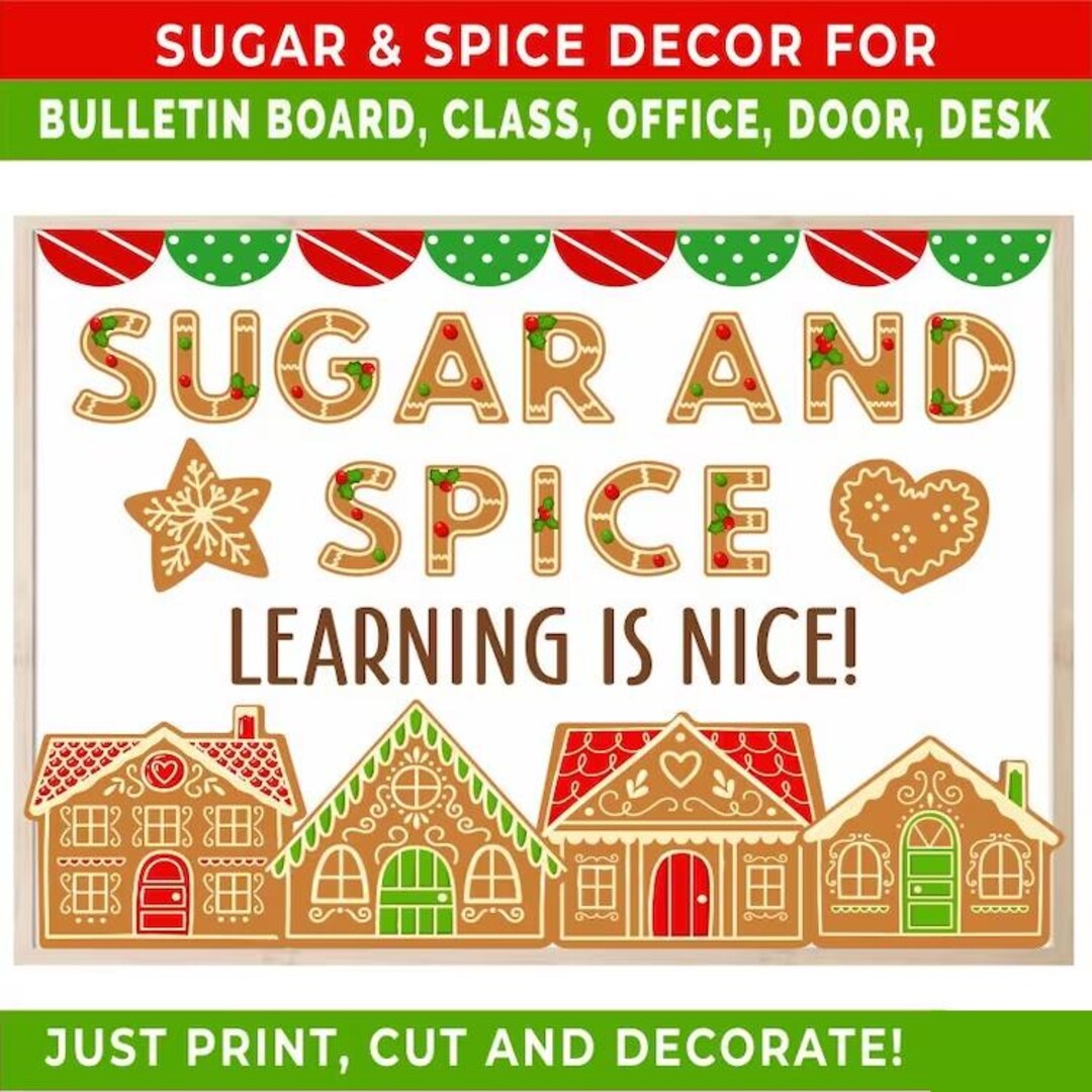Sugar & Spice Christmas Holiday Bulletin Board Printable Decor Kit ...