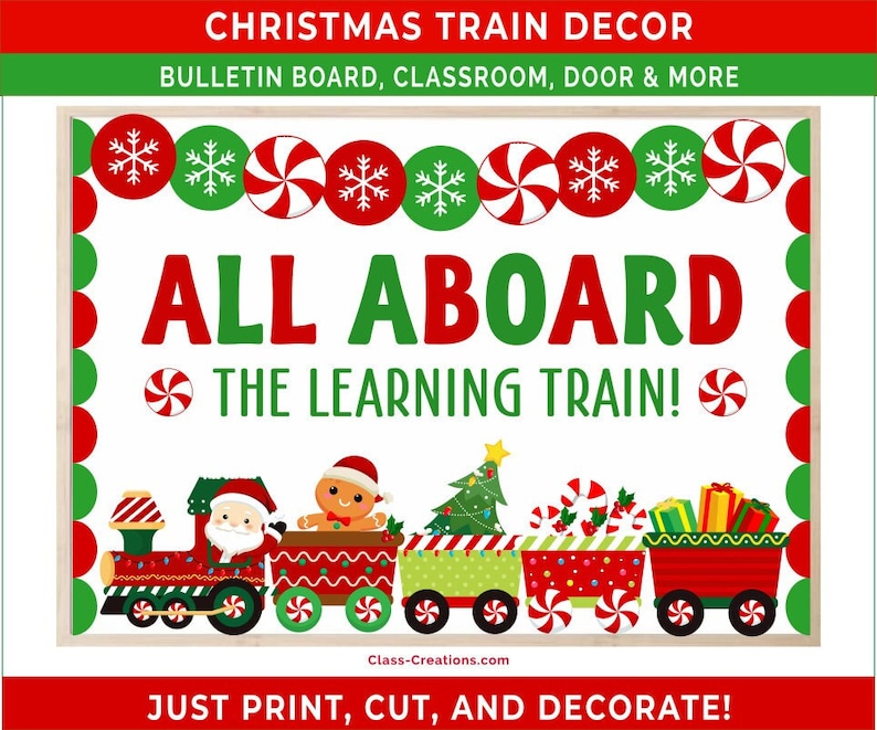 Christmas Learning Train Bulletin Board Decorations Kit INSTANT ...