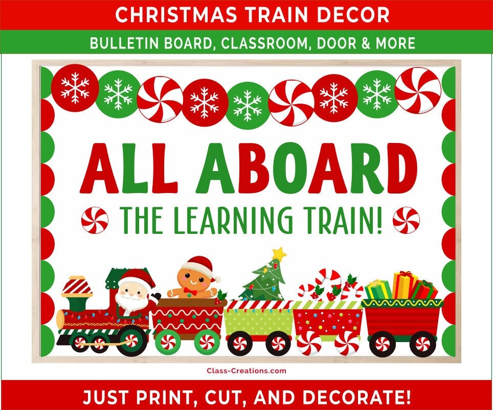 Christmas Learning Train Bulletin Board Decorations Kit INSTANT ...