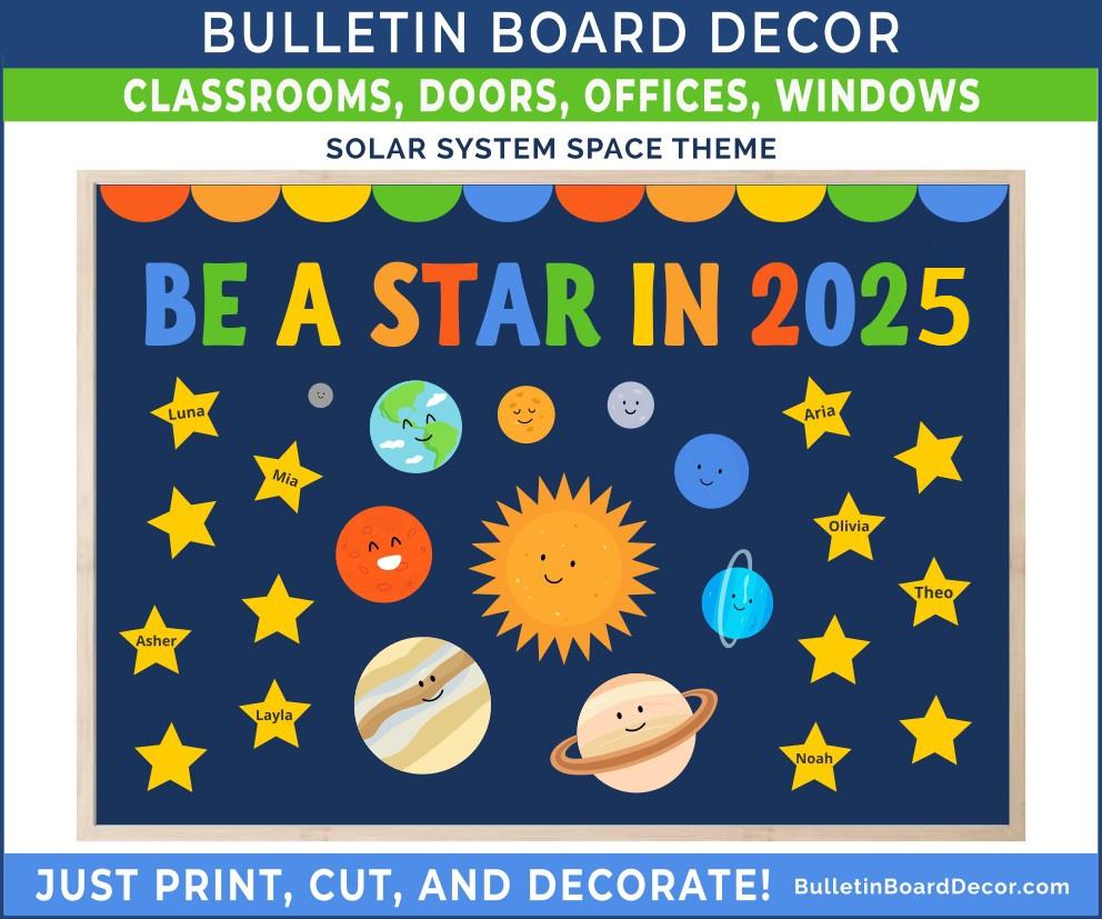 2025 New Year Space "be A Star" Bulletin Board Decor & Activity ...