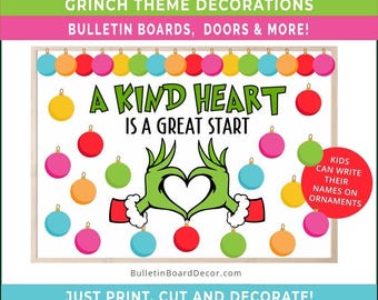 Grinch Inspired Kindness Bulletin Board Decor & Activity - INSTANT ...