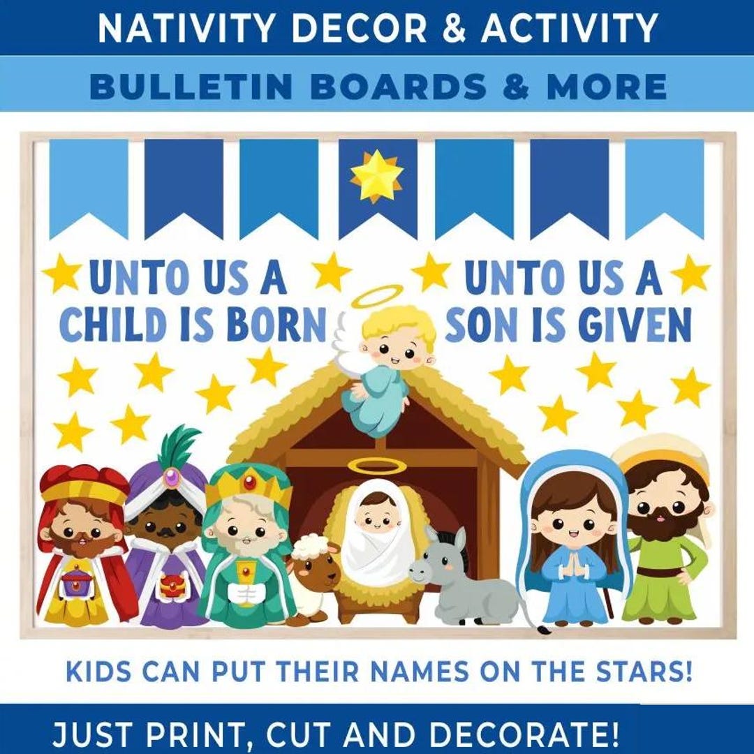Cute Nativity Bulletin Board Scene Decorations - INSTANT DOWNLOAD!! PDF ...