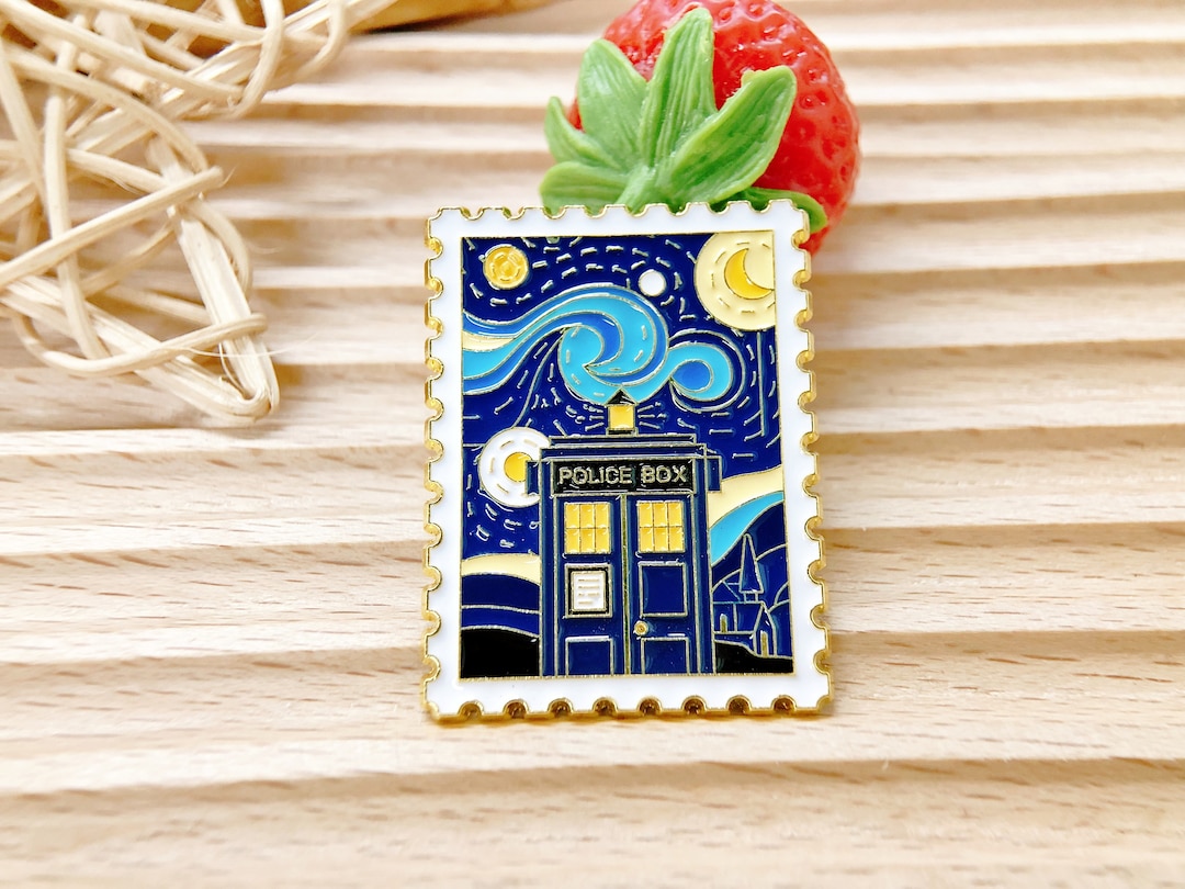 Tardis Van Gogh Enamel Pin Starry Night Stamp Pins Creative - Etsy