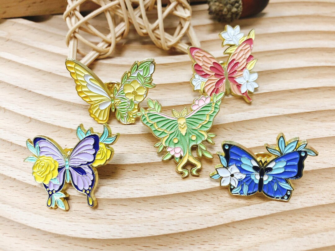 Flower Butterfly Enamel Pin Funny Mini Butterfly Lapel Pins - Etsy